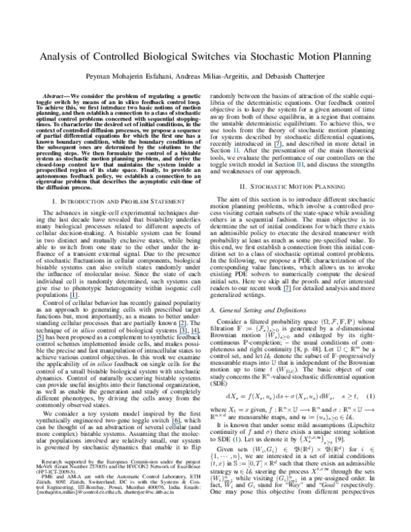 (PDF) Analysis of controlled biological switches via stochastic motion planning