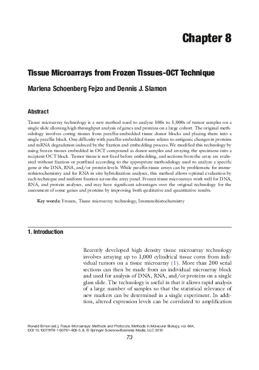 (PDF) Tissue Microarrays from Frozen Tissues-OCT Technique