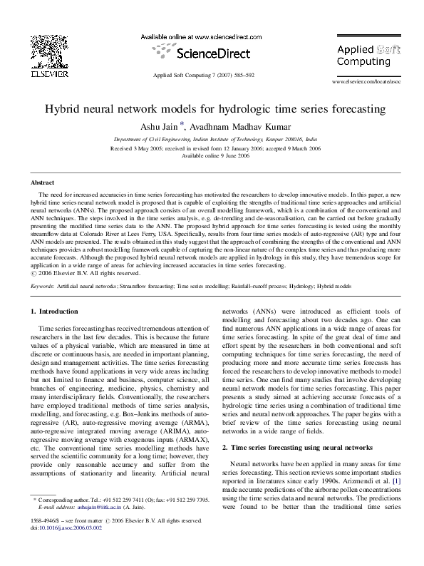 Pdf Hybrid Neural Network Models For Hydrologic Time Series Forecasting