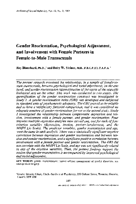 (PDF) Gender reorientation, psychological adjustment, and involvement ...
