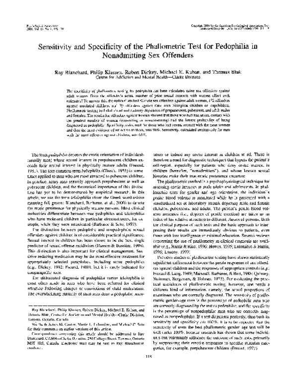 (PDF) Sensitivity and specificity of the phallometric test for ...