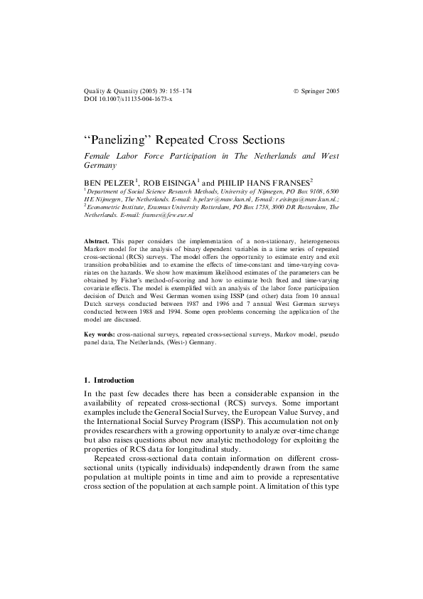 (PDF) Panelizing” Repeated Cross Sections