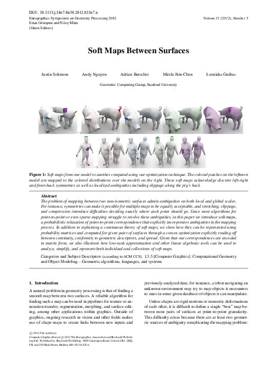 (PDF) Soft Maps Between Surfaces