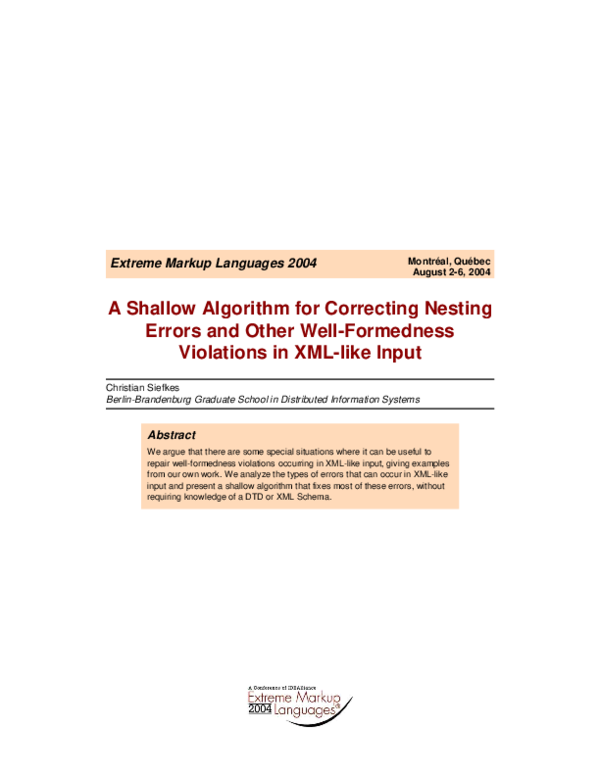 (PDF) A Shallow Algorithm for Correcting Nesting Errors and Other Well-Formedness Violations in ...