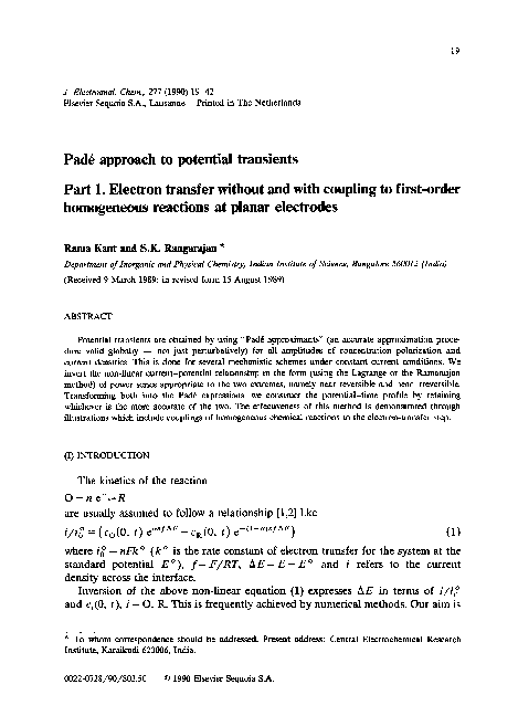(PDF) Padé approach to potential transients Part 1. Electron transfer ...
