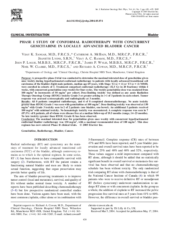 (PDF) Phase I study of conformal radiotherapy with concurrent ...