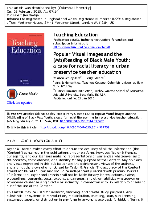(PDF) Popular Visual Images and the (Mis)Reading of Black Male Youth: a ...