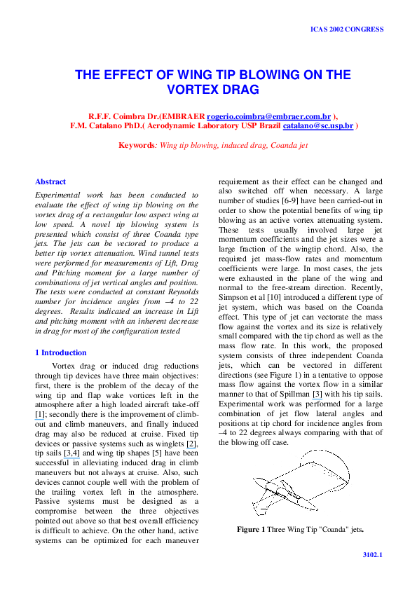 (PDF) The effect of wing tip blowing on the vortex drag
