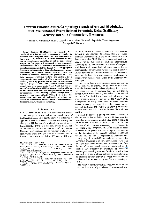 (PDF) Towards emotion aware computing: A study of arousal modulation with multichannel event ...