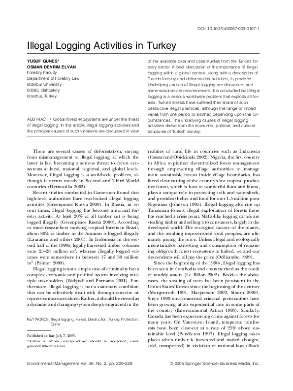 (PDF) Illegal Logging Activities in Turkey