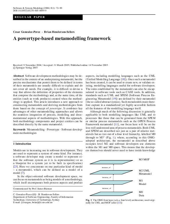 (PDF) A powertype-based metamodelling framework