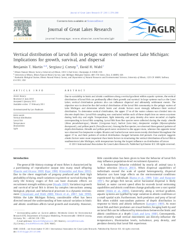 (PDF) Vertical distribution of larval fish in pelagic waters of ...