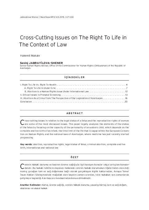 (PDF) Cross-Cutting Issues on the Right to Life in the Context of Law