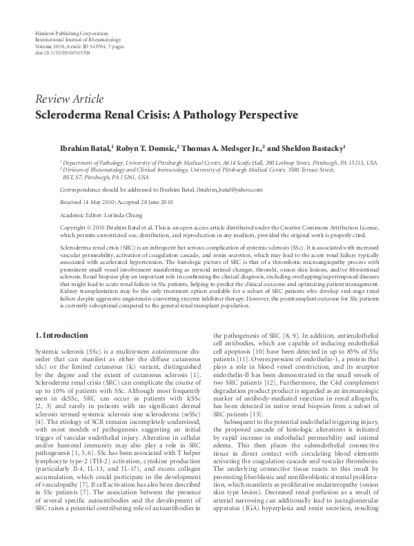 (PDF) Scleroderma renal crisis: a pathology perspective