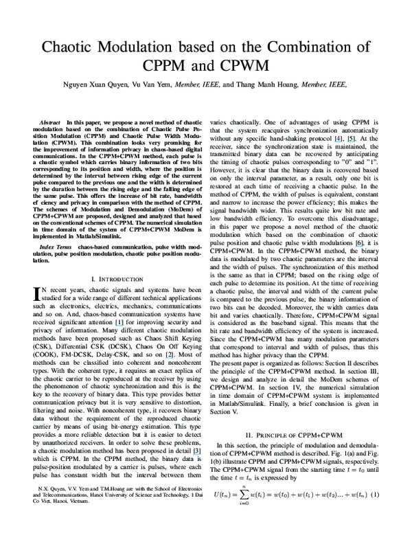 Pdf Chaotic Modulation Based On The Combination Of Cppm And Cpwm