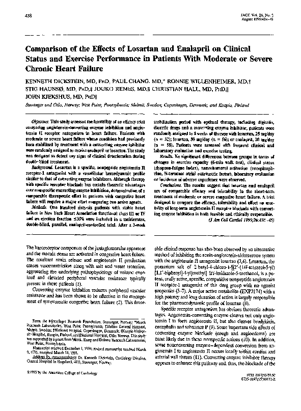 (PDF) Comparison of the effects of losartan and enalapril on clinical status and exercise ...