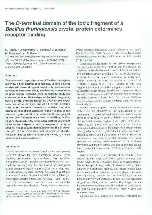 (PDF) The C-terminal domain of the toxic fragment of a Bacillus ...