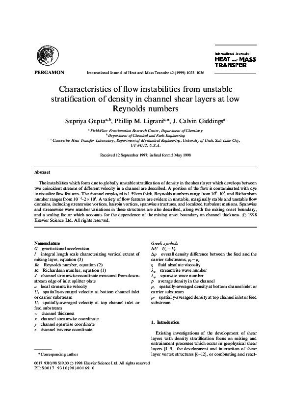 (PDF) Characteristics of flow instabilities from unstable ...
