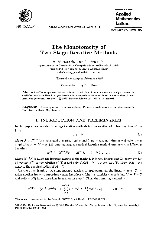 (PDF) The monotonicity of two-stage iterative methods