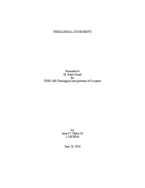 (DOC) THEOLOGICAL STATEMENTS