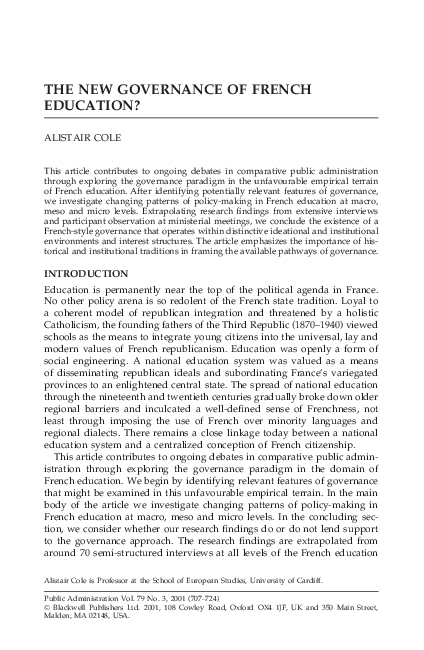 (PDF) The New Governance of French Education