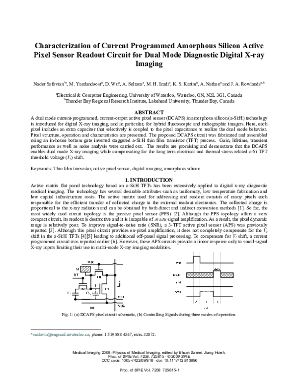(PDF) Characterization of current programmed amorphous silicon active pixel sensor readout ...