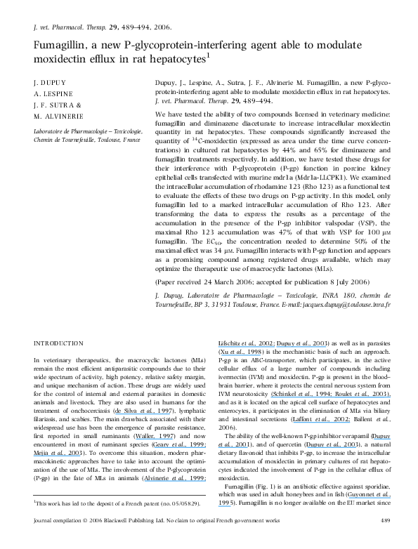 (PDF) Fumagillin, a new P-glycoprotein-interfering agent able to ...