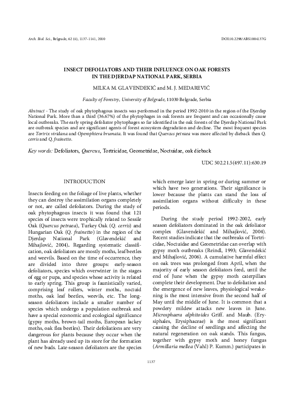 (PDF) Insect defoliators and their influence on oak forests in the ...