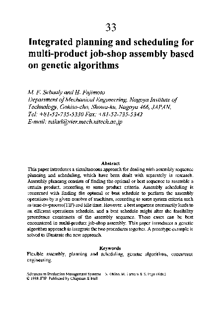 (PDF) Integrated planning and scheduling for multi-product job-shop ...