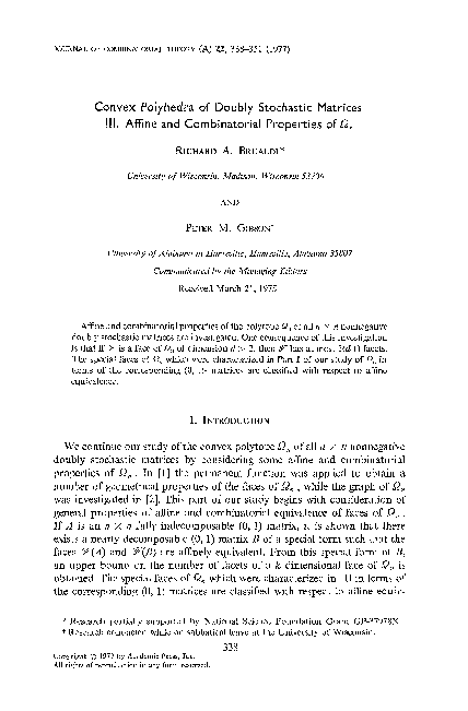 (PDF) Convex Polyhedra of Doubly Stochastic Matrices. I. Applications ...