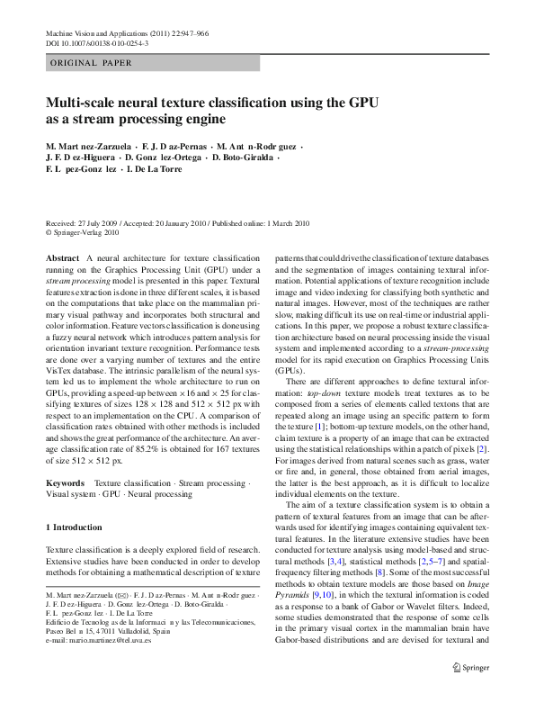 (PDF) Multi-scale neural texture classification using the GPU as a stream processing engine