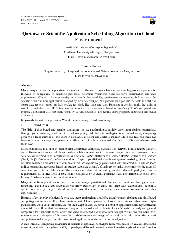 (PDF) QoS-aware Scientific Application Scheduling Algorithm in Cloud Environment