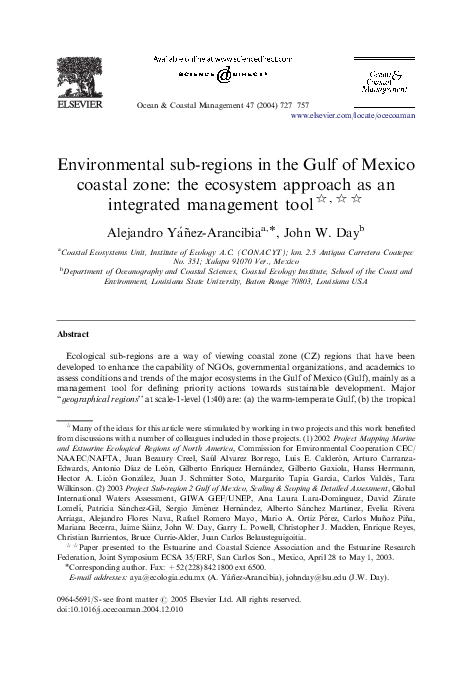 (PDF) Environmental sub-regions in the Gulf of Mexico coastal zone: the ...
