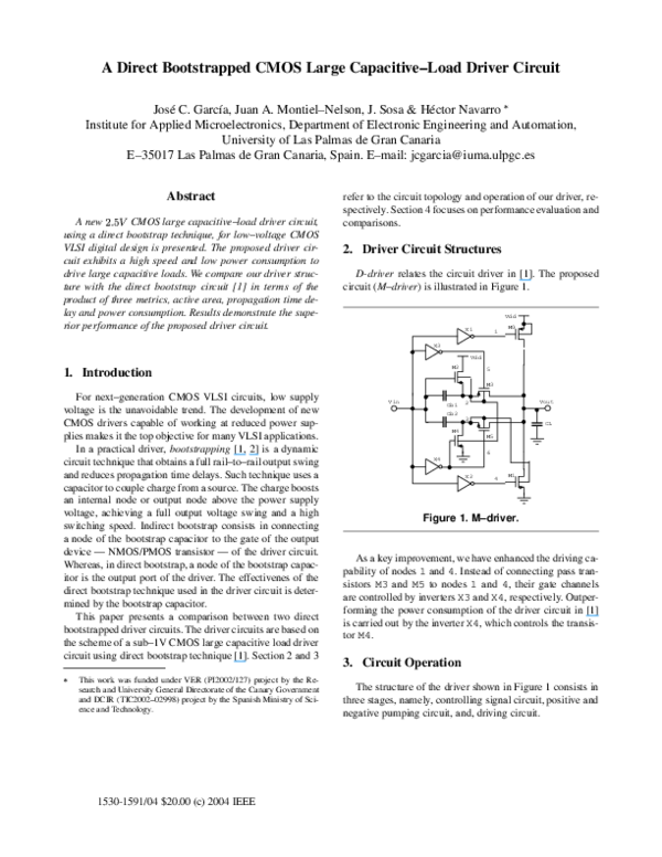 (PDF) A Direct Bootstrapped CMOS Large Capacitive-Load Driver Circuit