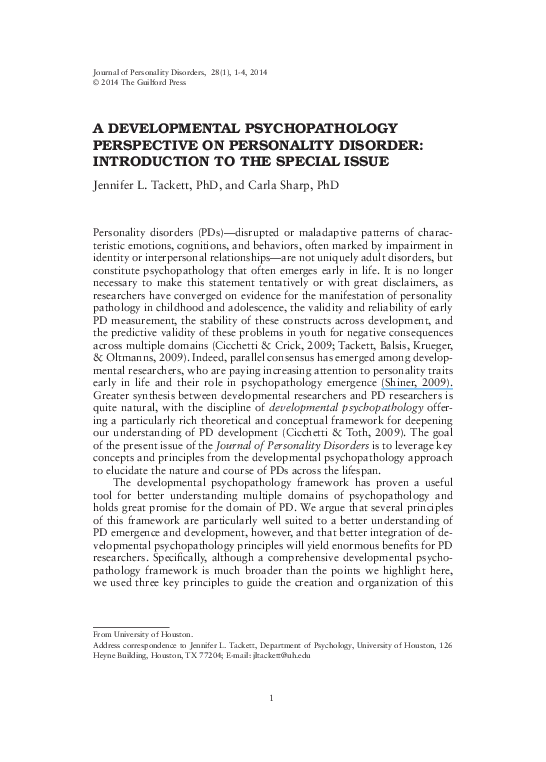 (PDF) A Developmental Psychopathology Perspective on Adolescence