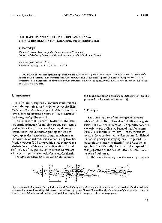 (PDF) Subtraction and addition of optical signals using a double ...