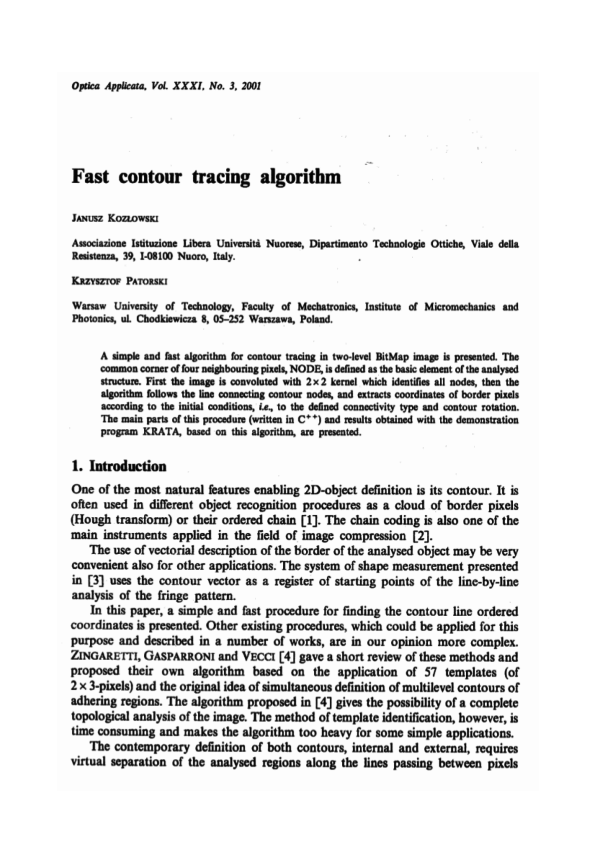 (PDF) Fast contour tracing algorithm