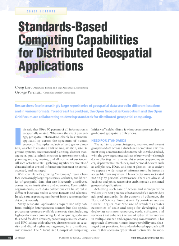 (PDF) Standards-Based Computing Capabilities for Distributed Geospatial Applications