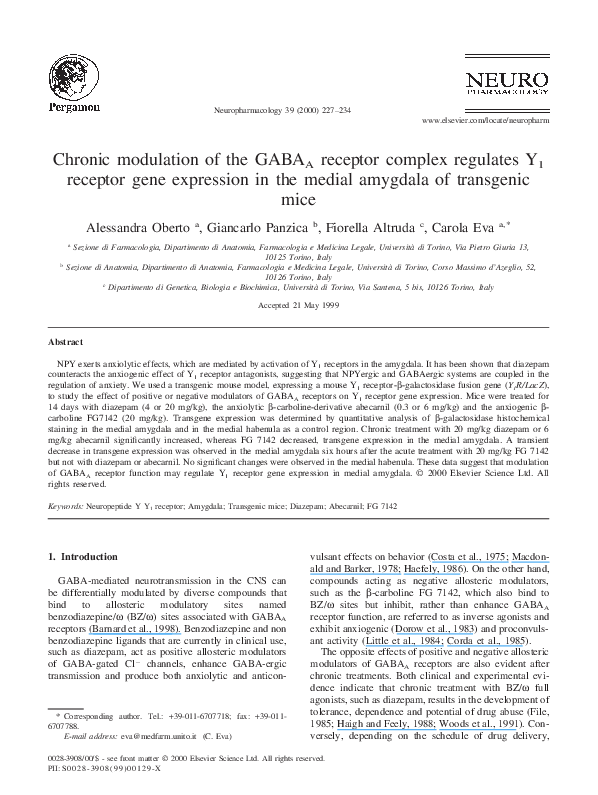 (PDF) Chronic modulation of the GABA A receptor complex regulates Y 1 ...
