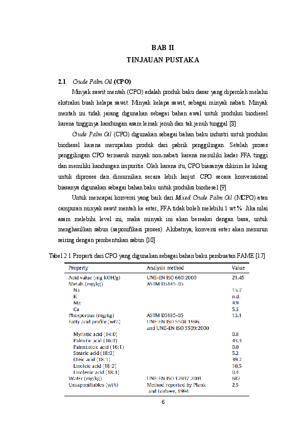 (DOC) BAB II TINJAUAN PUSTAKA 2.1 Crude Palm Oil (CPO