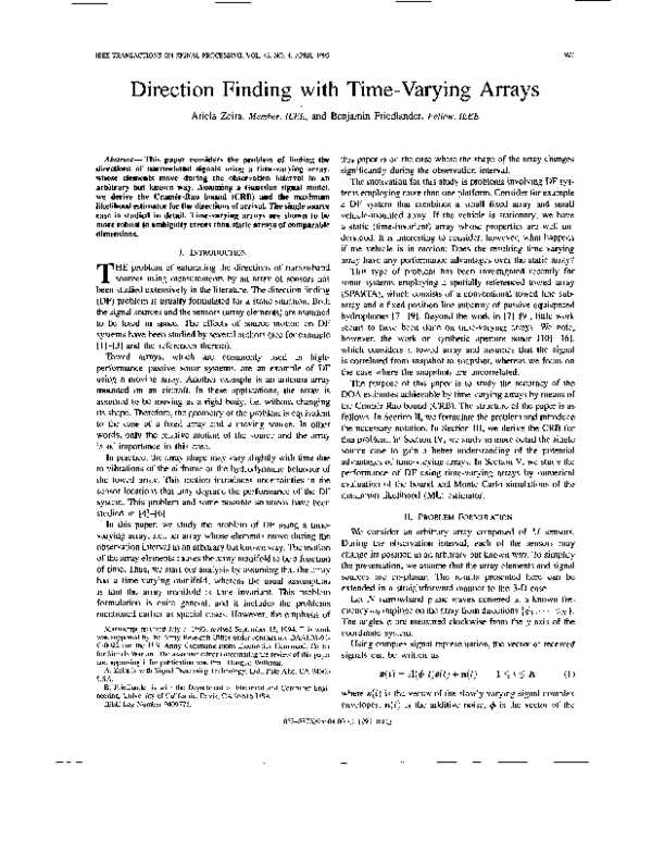 (PDF) Time-Varying Arrays for Direction Finding