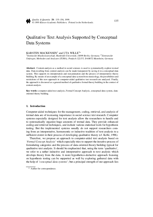 (PDF) Qualitative Text Analysis Supported by Conceptual Data Systems