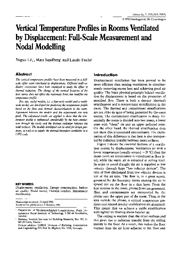 (PDF) Vertical Temperature Profiles in Rooms Ventilated by Displacement ...