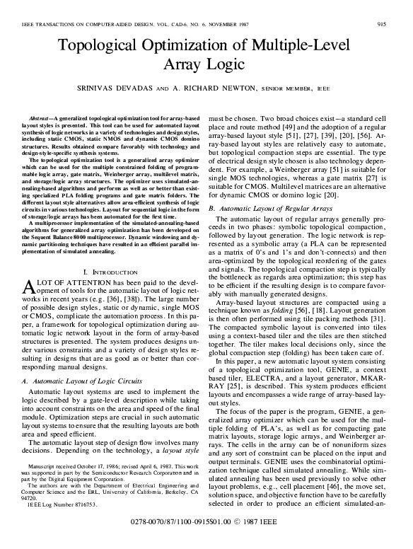 (PDF) Topological Optimization of Multiple-Level Array Logic