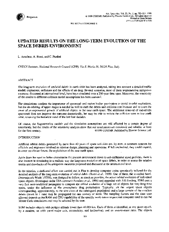 (PDF) Updated results on the long-term evolution of the space debris ...