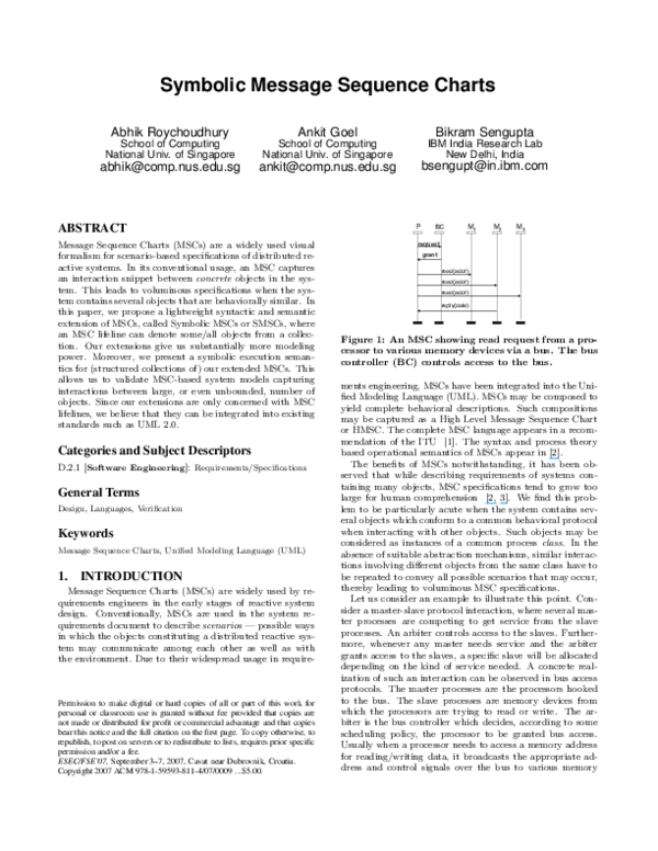 Pdf Symbolic Message Sequence Charts Bikram Sengupta