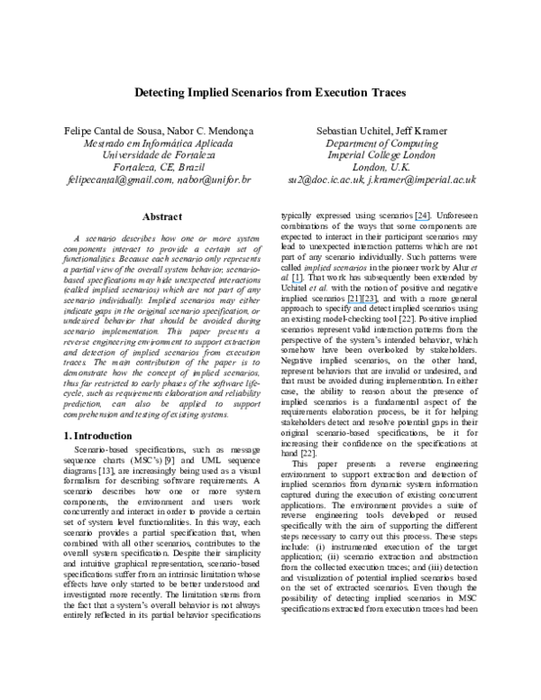 Pdf Detecting Implied Scenarios From Execution Traces