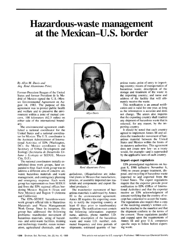 (PDF) Hazardous-waste management at the Mexican-U.S. border