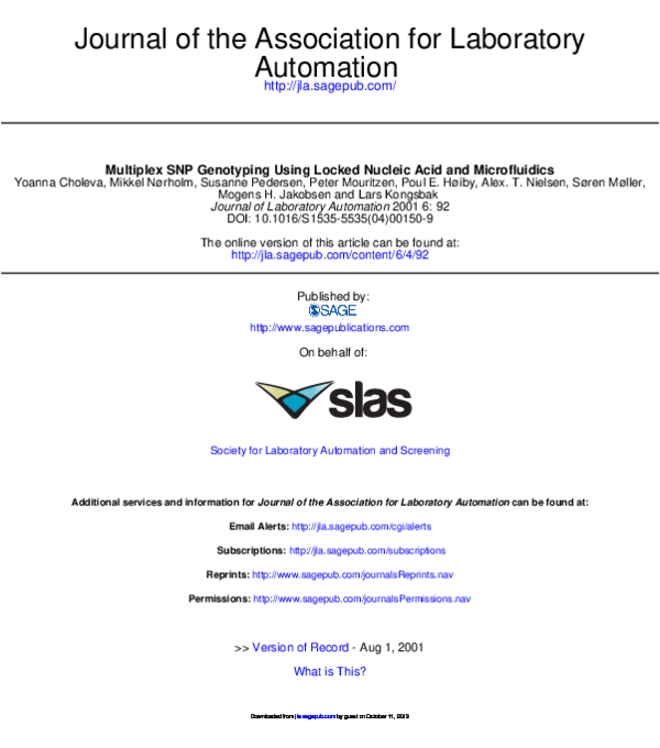 (PDF) Multiplex SNP genotyping using Locked Nucleic Acid and microfluidics