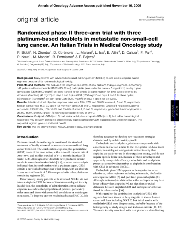 (PDF) Randomized phase II three-arm trial with three platinum-based doublets in metastatic non ...